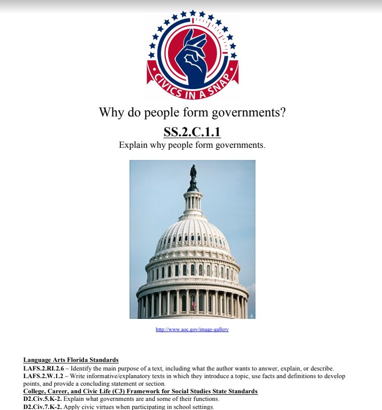 Why Do People Form Governments? - CIVICS RENEWAL NETWORK